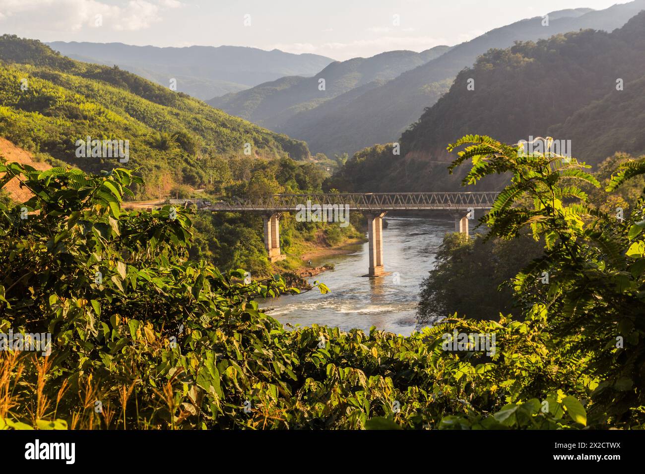 Bridge over Nam Ou river in Phongsali province, Laos Stock Photo - Alamy