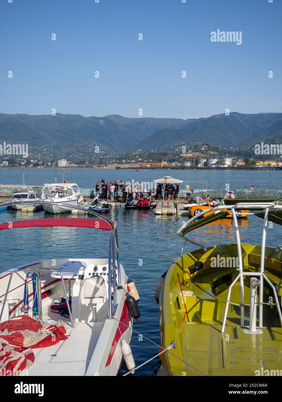 Batumi, Georgia. 04.18.2024 Ships and boats at the pier. Resort port ... Batumi, Georgia. 04.18.2024 Ships and boats at the pier. Resort port ...