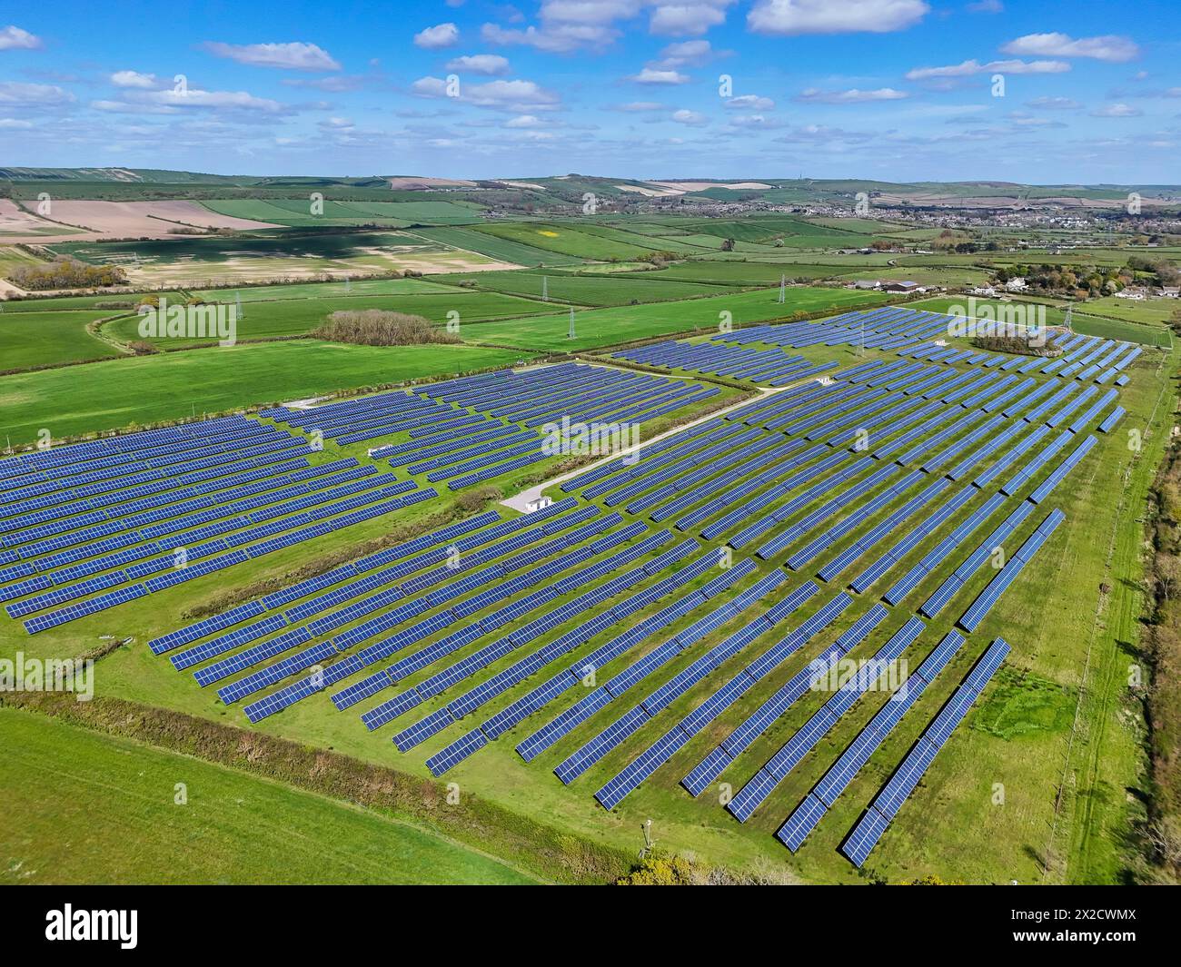 Buckland Ripers, Dorset, UK. 21st April 2024. UK Weather. Aerial view ...