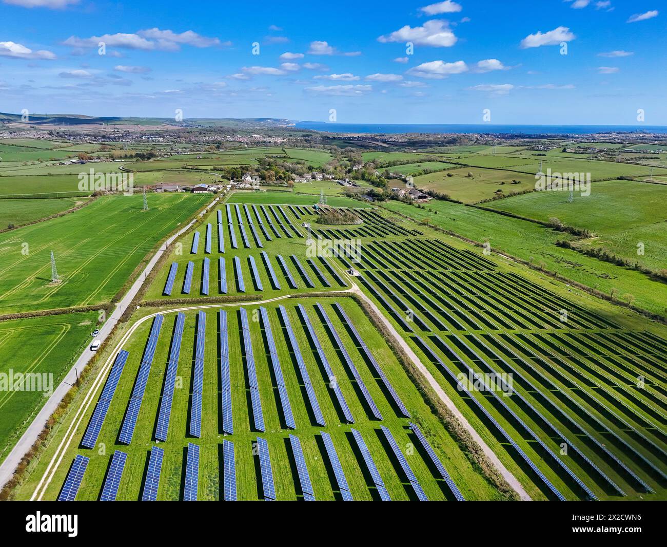 Buckland Ripers, Dorset, UK. 21st April 2024. UK Weather. Aerial view ...