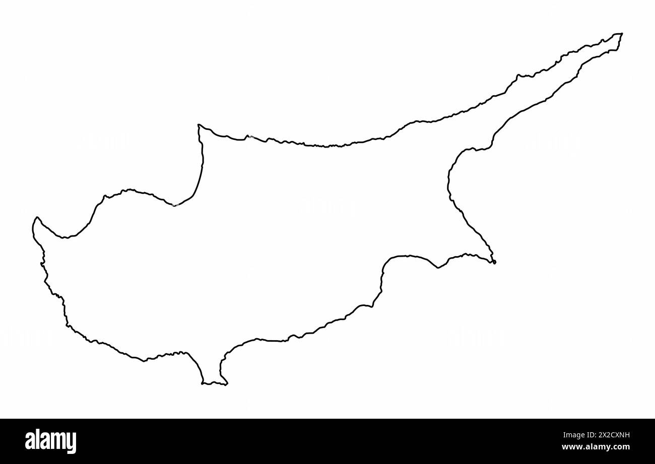 The Cyprus outline map isolated on white background Stock Vector Image ...