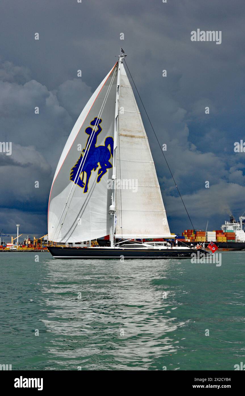 The Super yacht Janice of Wyoming on Waitemata Harbour. It is has been ...