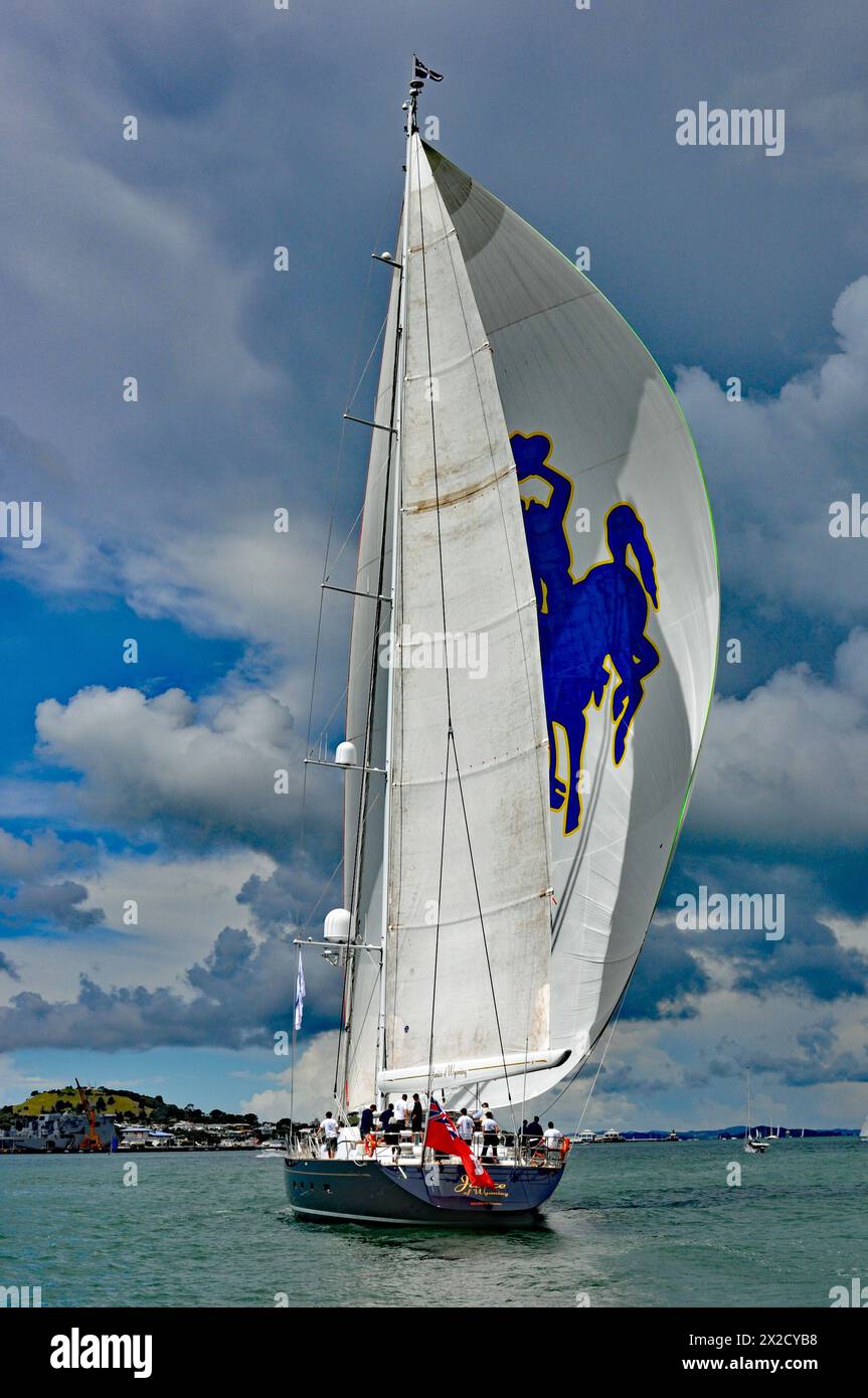 The Super yacht Janice of Wyoming on Waitemata Harbour. It is has been ...