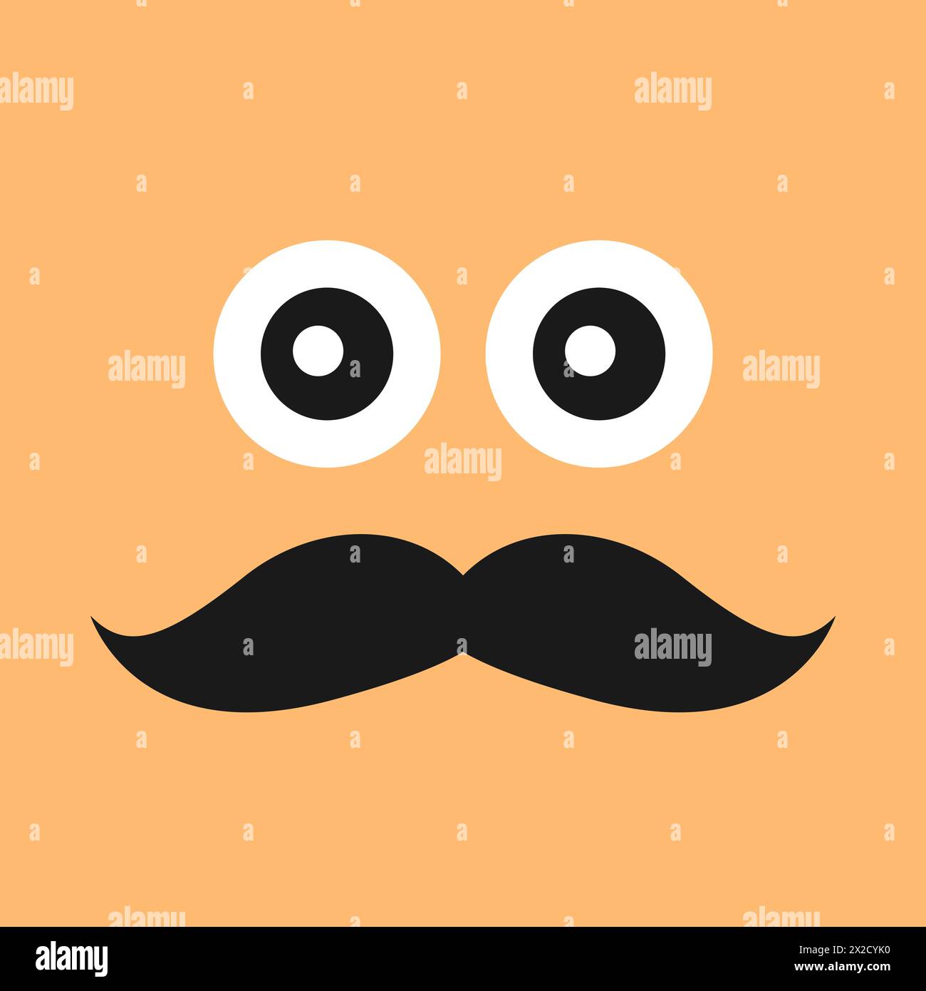 Serious face with a mustache on color background. Vector illustration ...