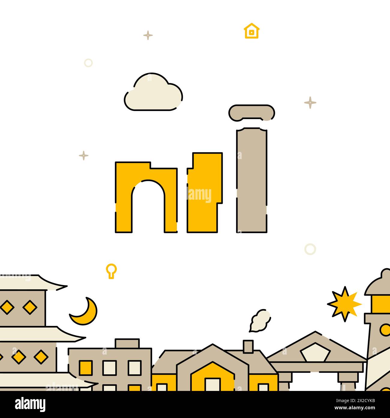 Antique ruins filled line vector icon, simple illustration, related ...