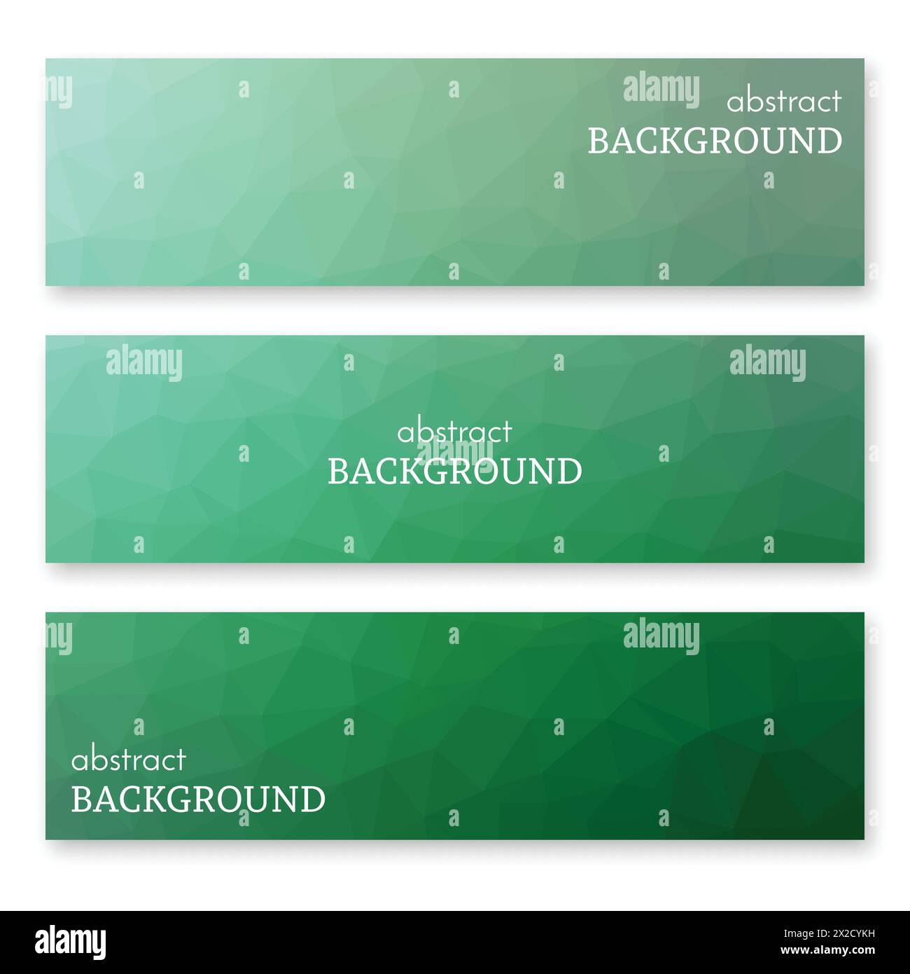 Set of three green banners in low poly art style. Background with place ...