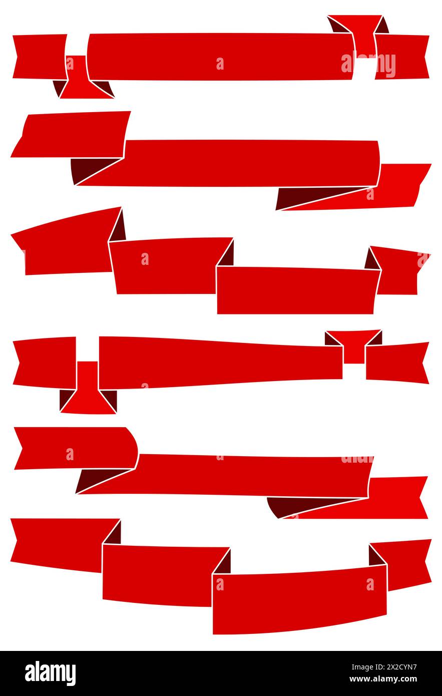 Set of six red cartoon ribbons for web design. Great design element ...
