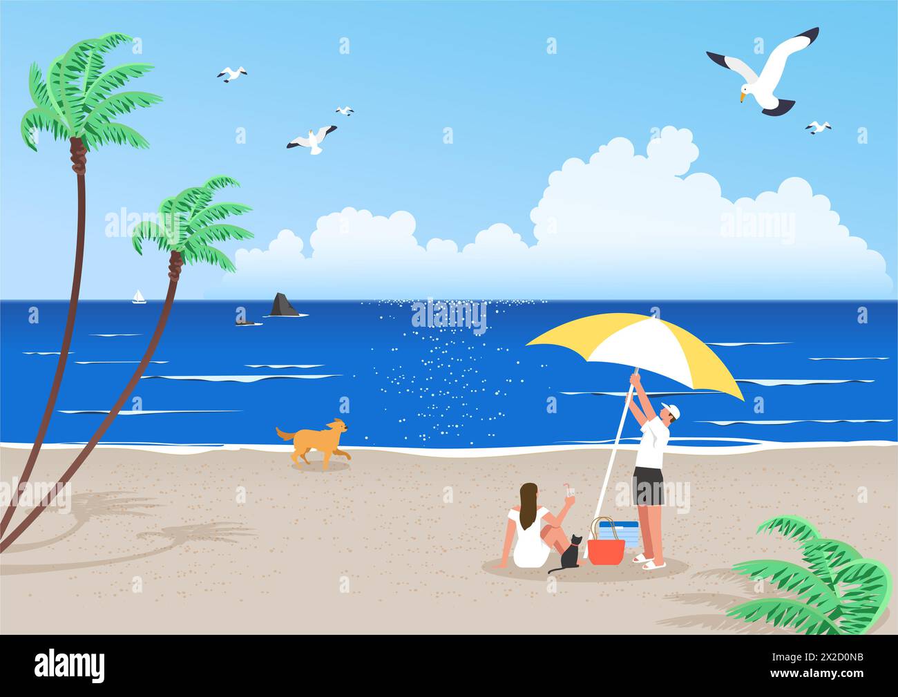 Windy beach illustration hi-res stock photography and images - Alamy