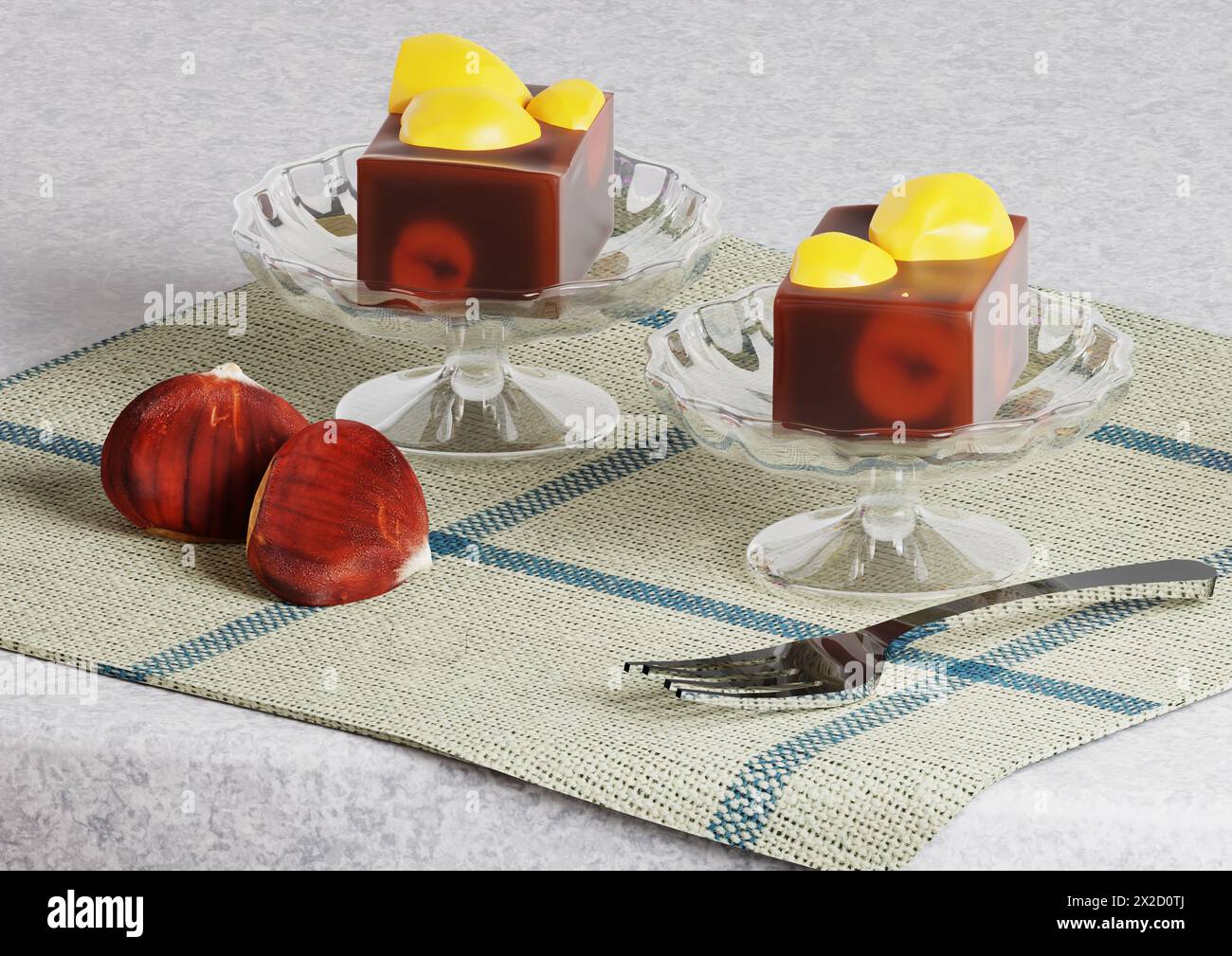 Bam Yanggang and Bam Dessert on a Glass Plate 3d Graphic Stock Photo ...