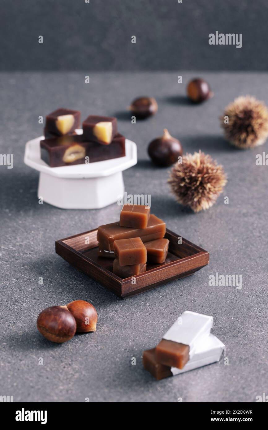 Traditional Tea and Chestnut Yanggang Dessert Stock Photo - Alamy