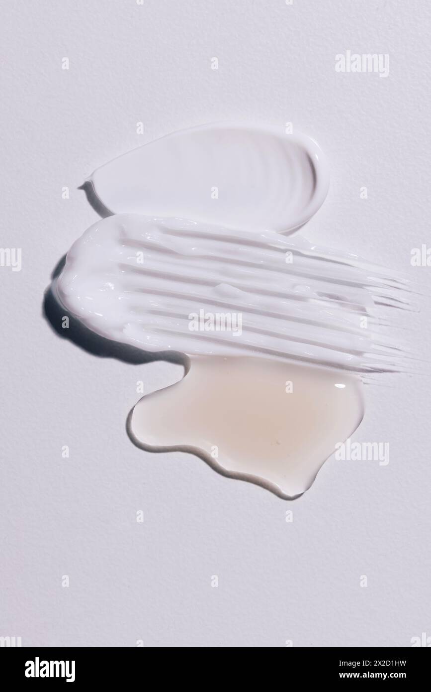 A variety of creams with a white background cosmetic formulation Stock ...