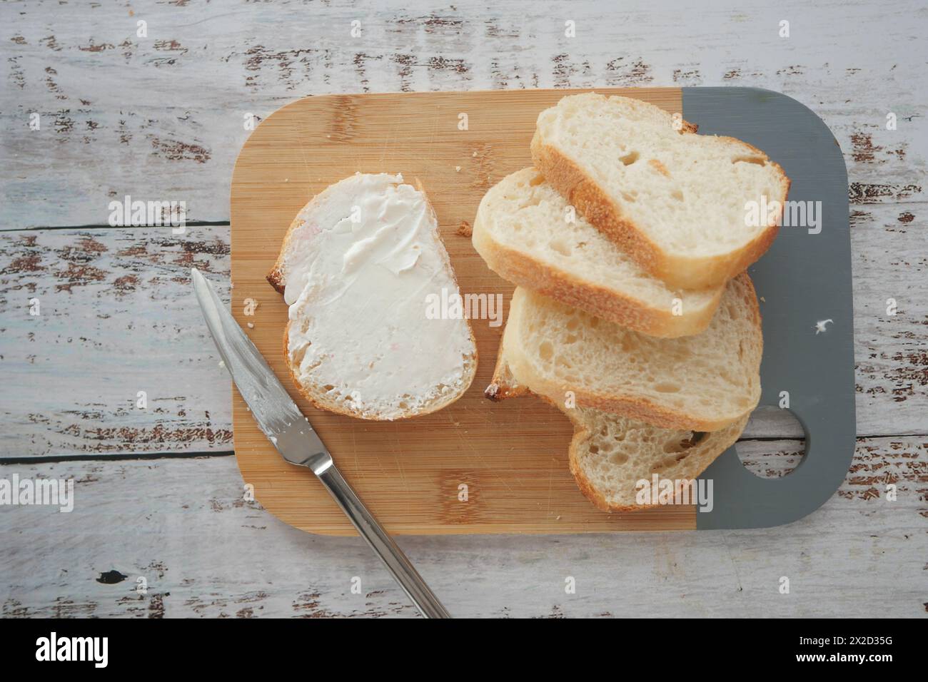 top view of butter spread on a bread Stock Photo - Alamy