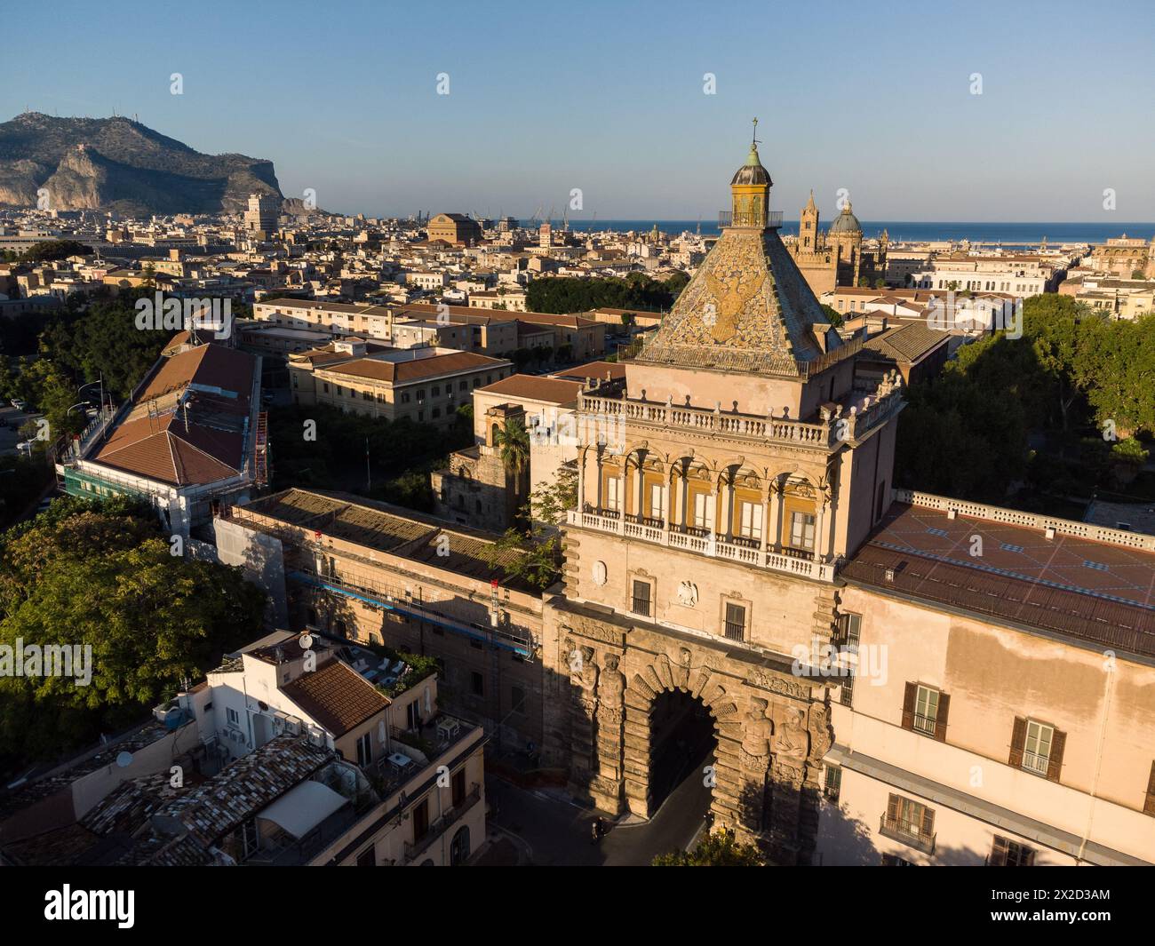 Palermo, Italy: Aerial of the Porta Nuova, the new gate, of the ...