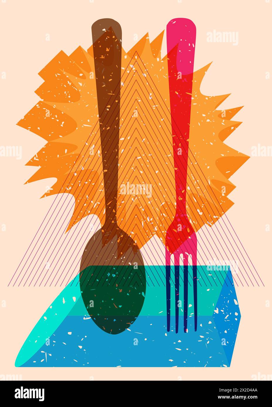 Risograph spoon fork geometric shapes hi-res stock photography and ...