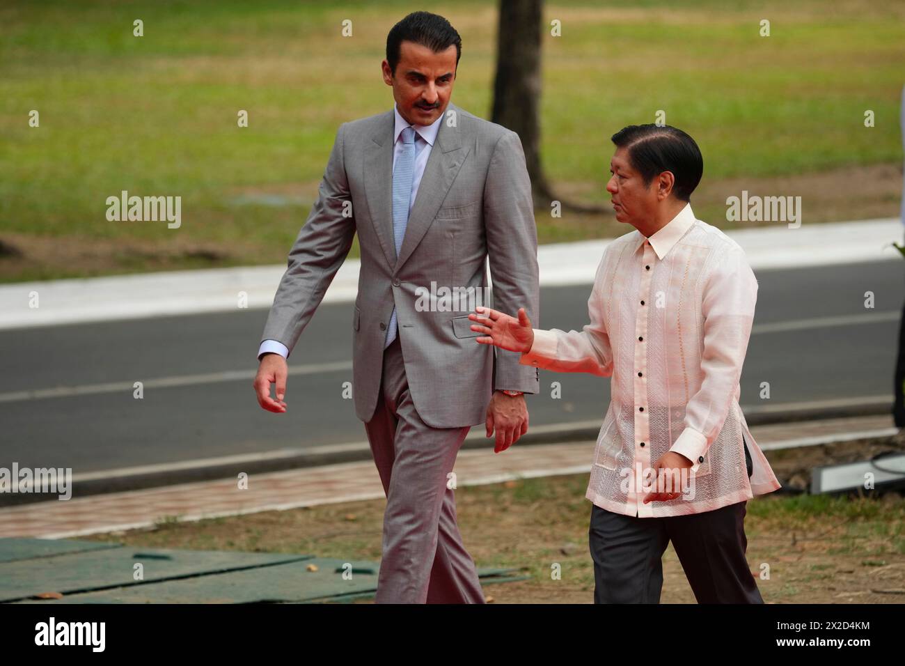 Philippine President Ferdinand Marcos Jr., right, and Emir of Qatar, Sheikh Tamim Bin Hamad Al ...