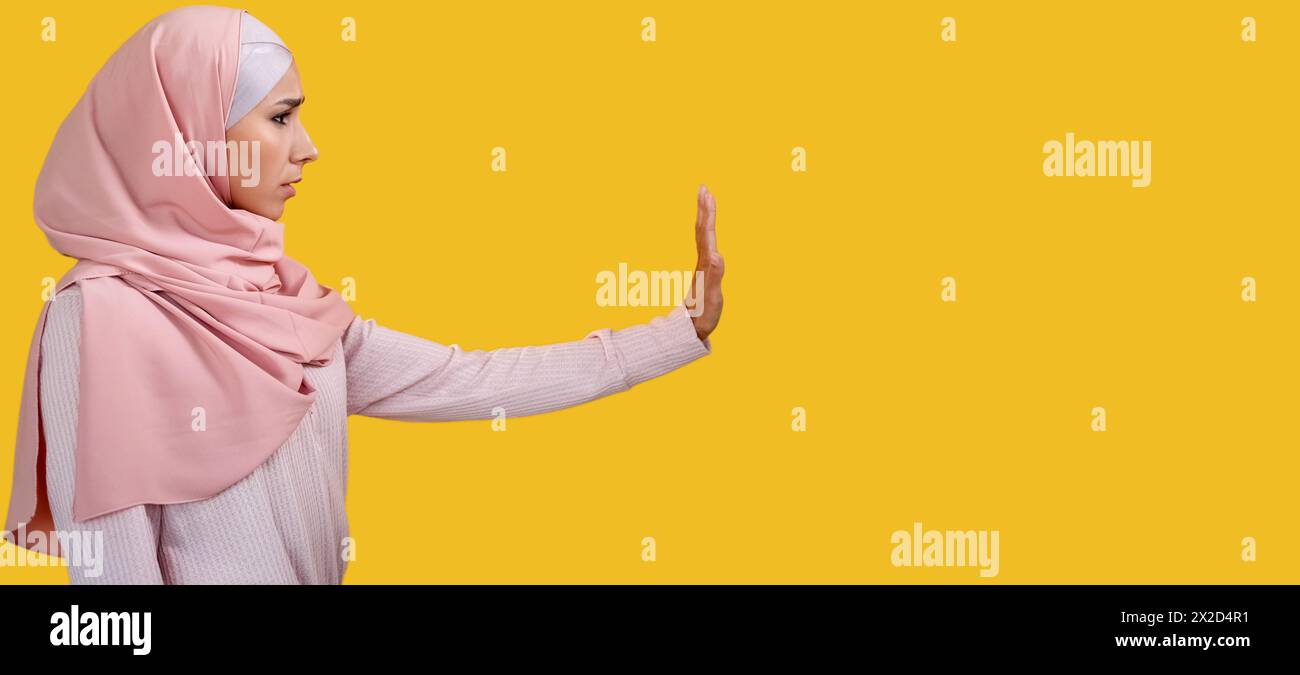 Stop gesture. Refusal no. Rejecting disagreement. Disturbed scared ...