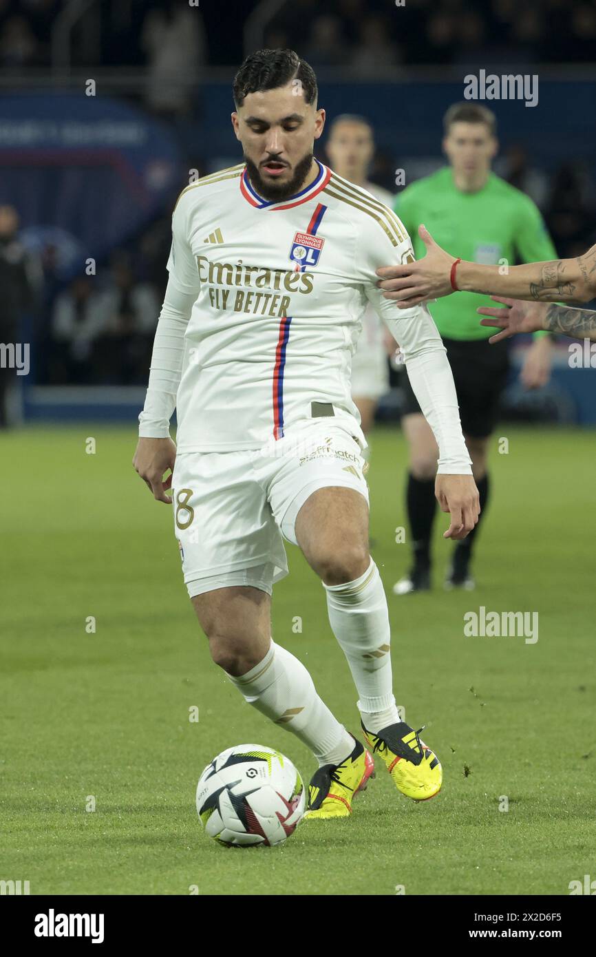 Rayan Cherki of Lyon during the French championship Ligue 1 football match between Paris Saint ...
