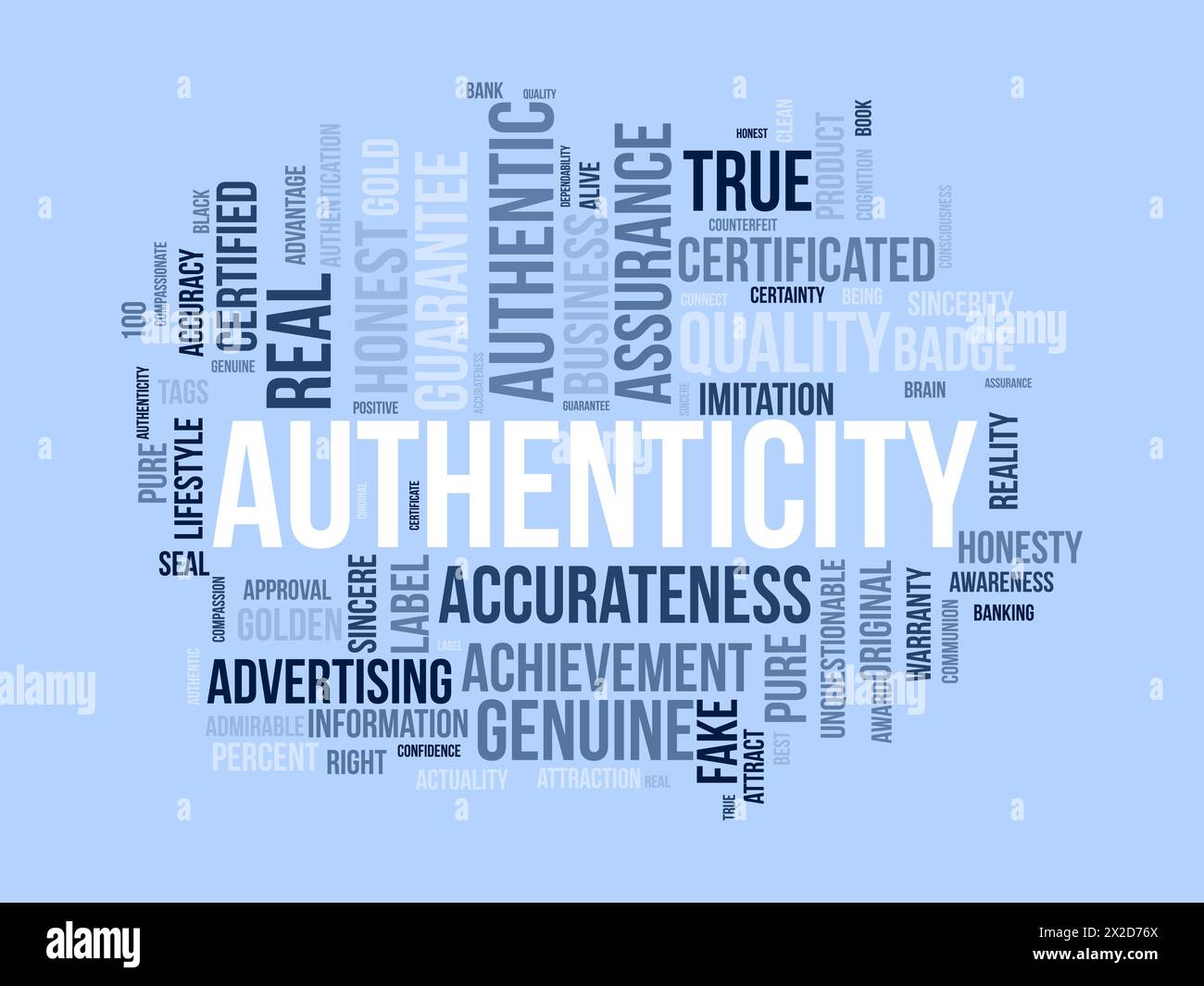 Authenticity word cloud template. Certified concept vector background ...