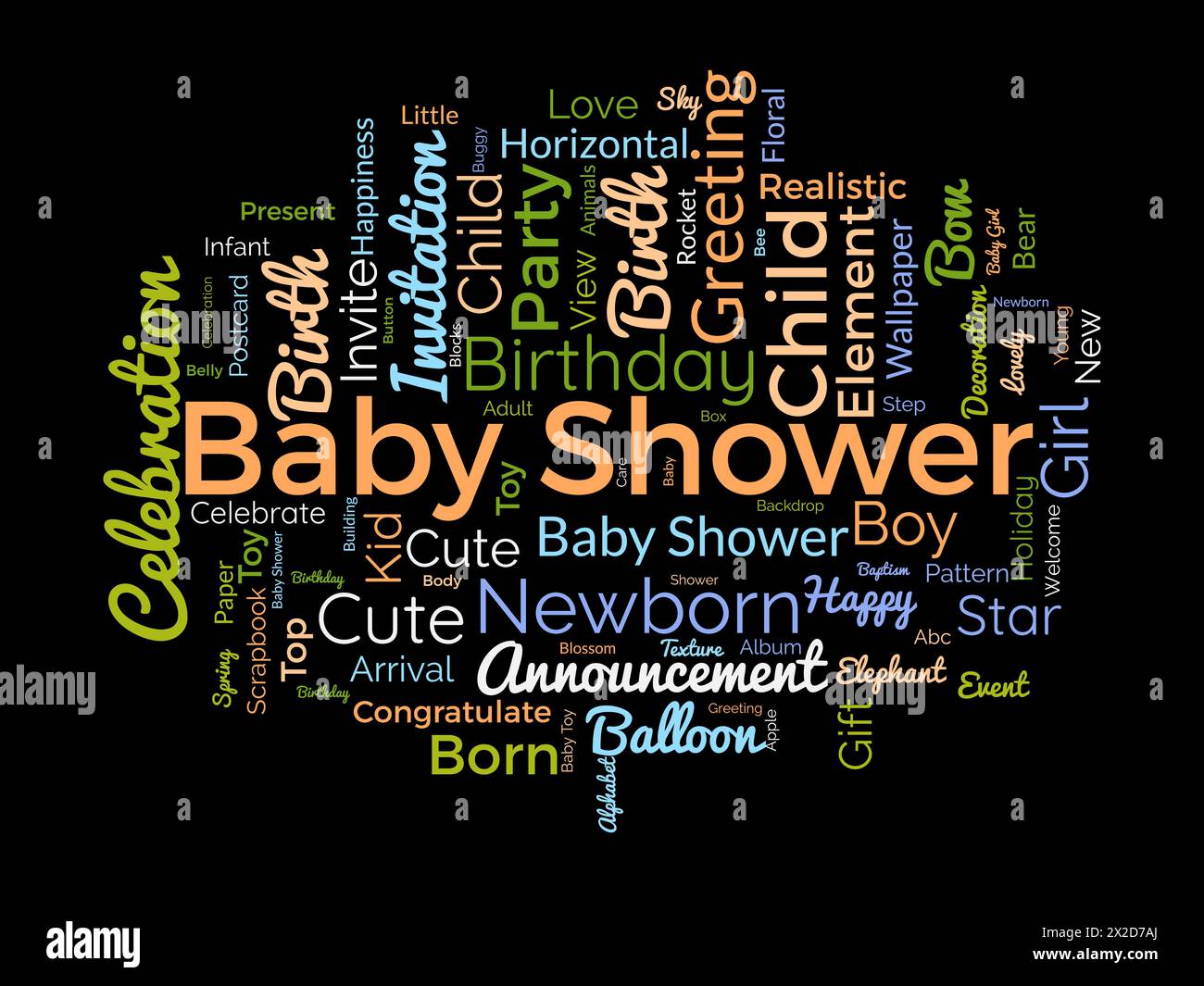 Baby Shower word cloud template. Birthday celebration concept vector ...