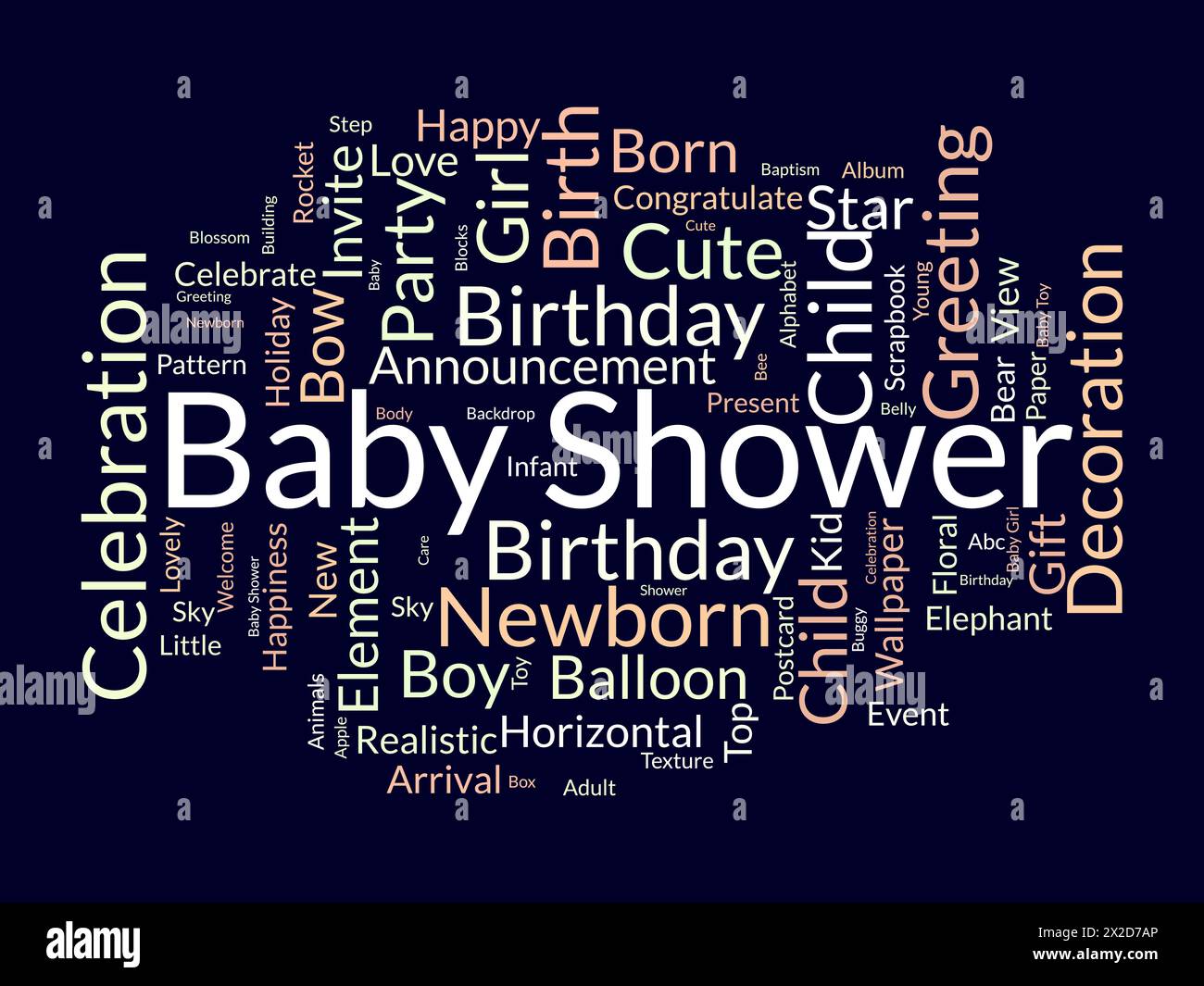 Baby Shower word cloud template. Birthday celebration concept vector ...