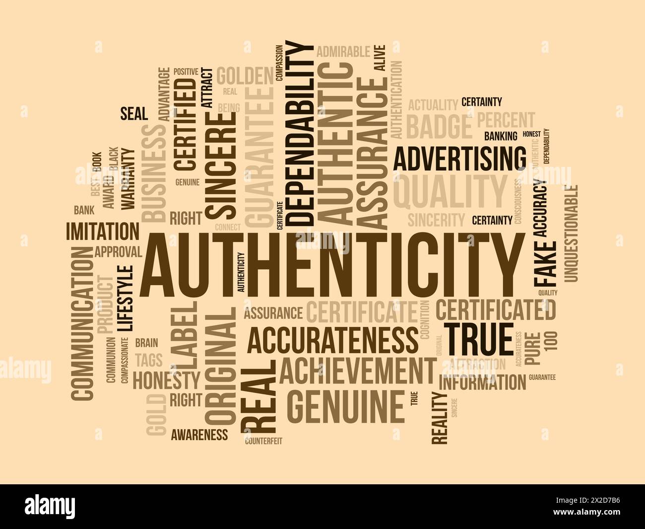 Authenticity word cloud template. Certified concept vector background ...