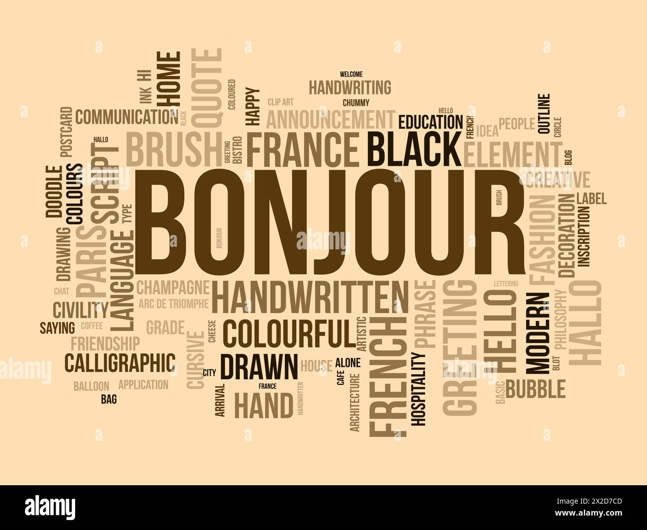 Bonjour word cloud template. Greeting concept vector background Stock Vector Image & Art - Alamy