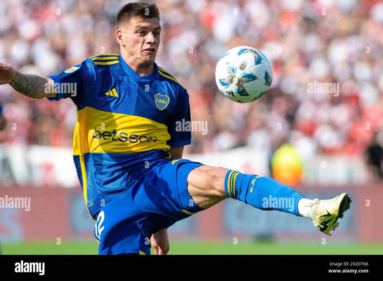 Cordoba, Argentina. 21st Apr, 2024. Kevin Zenon of Boca Juniors in ...