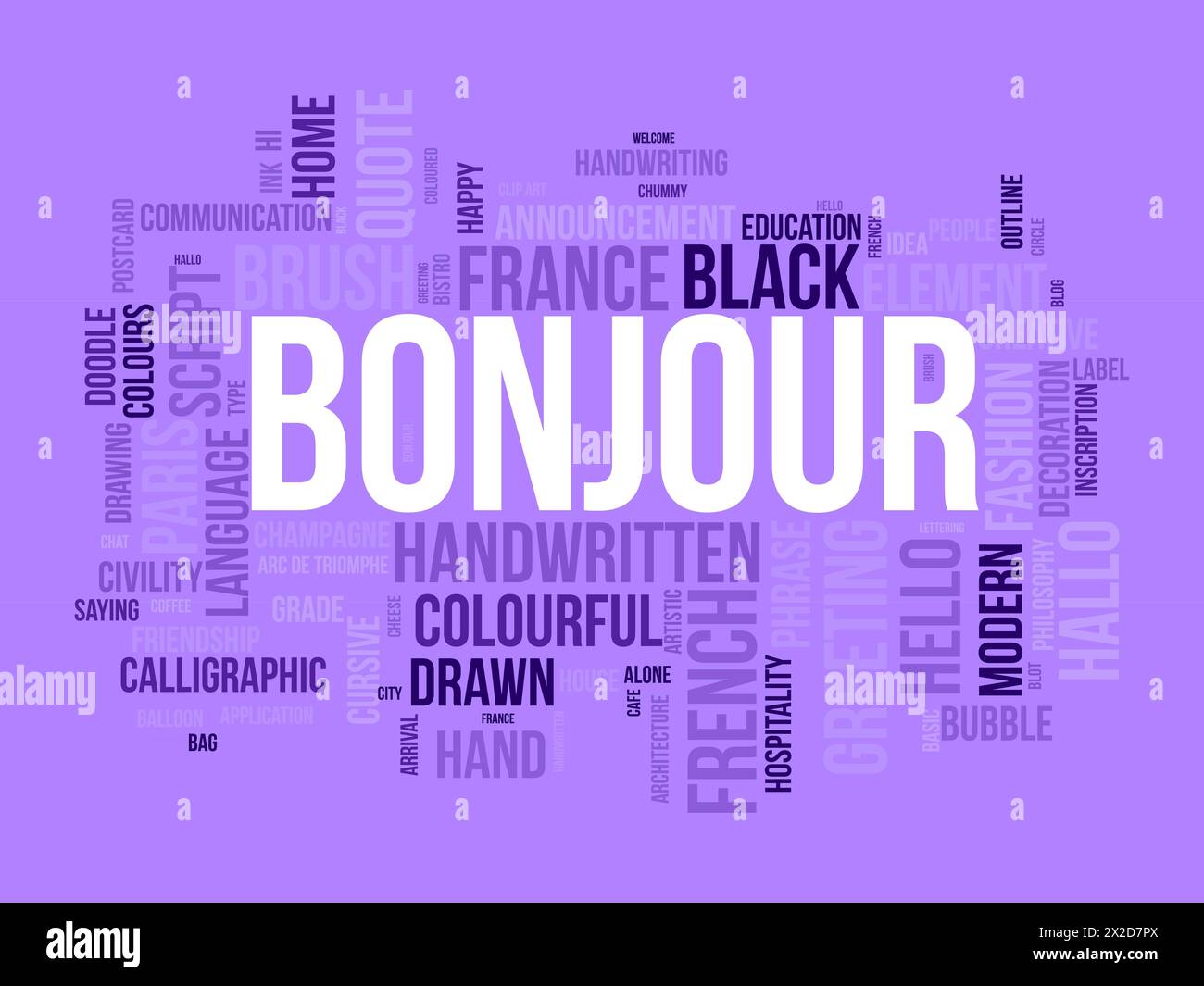 Bonjour word cloud template. Greeting concept vector background Stock Vector Image & Art - Alamy