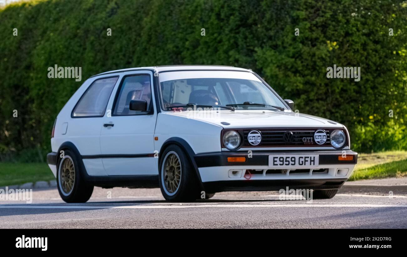 Bicester,UK- Apr 21st2024: 1987 white Volkswagen Golf gti classic car ...