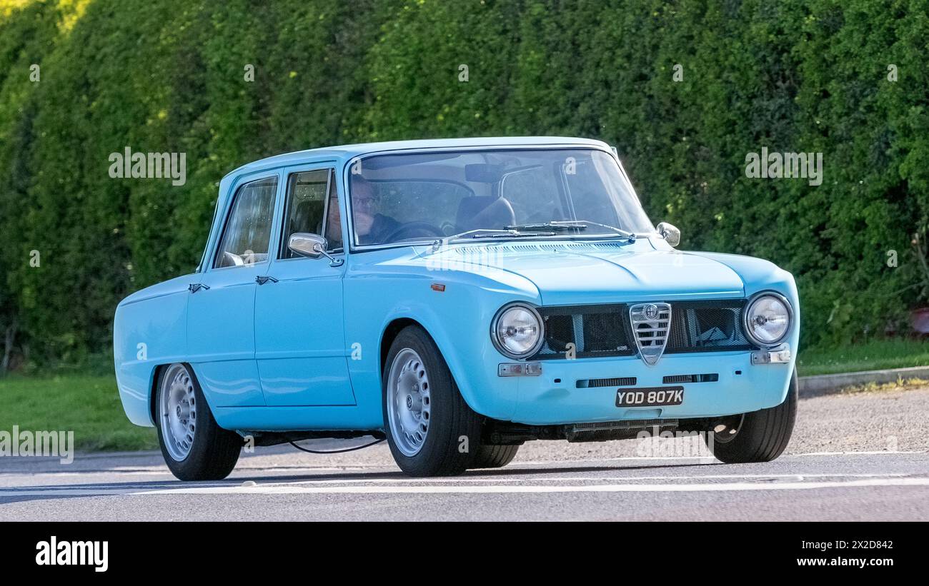 Bicester,UK- Apr 21st2024: 1972 blue Alfa Romeo Giulia classic car ...