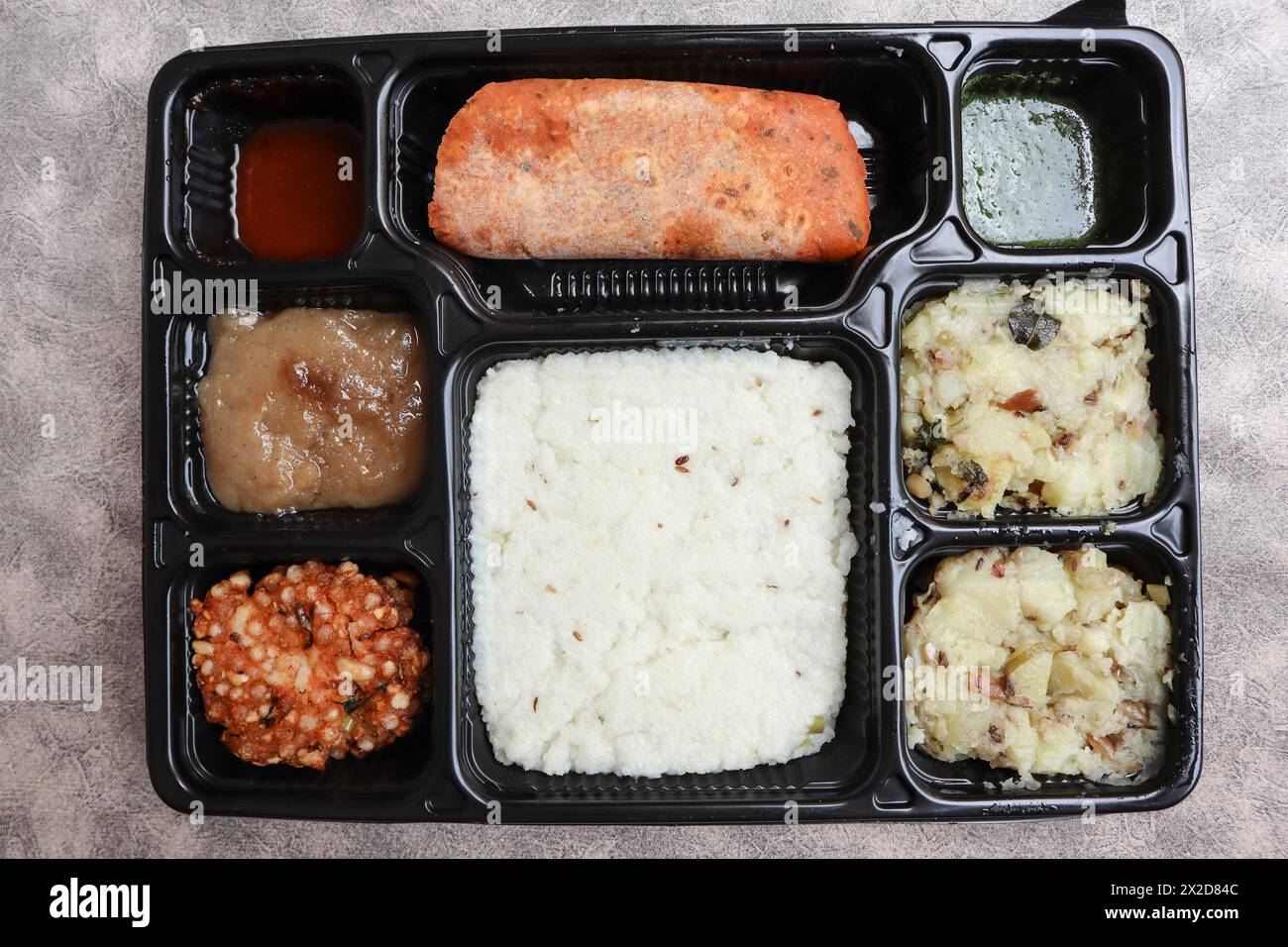 Indian UPwas thali, traditional fasting food platter or thaali. Farali ...