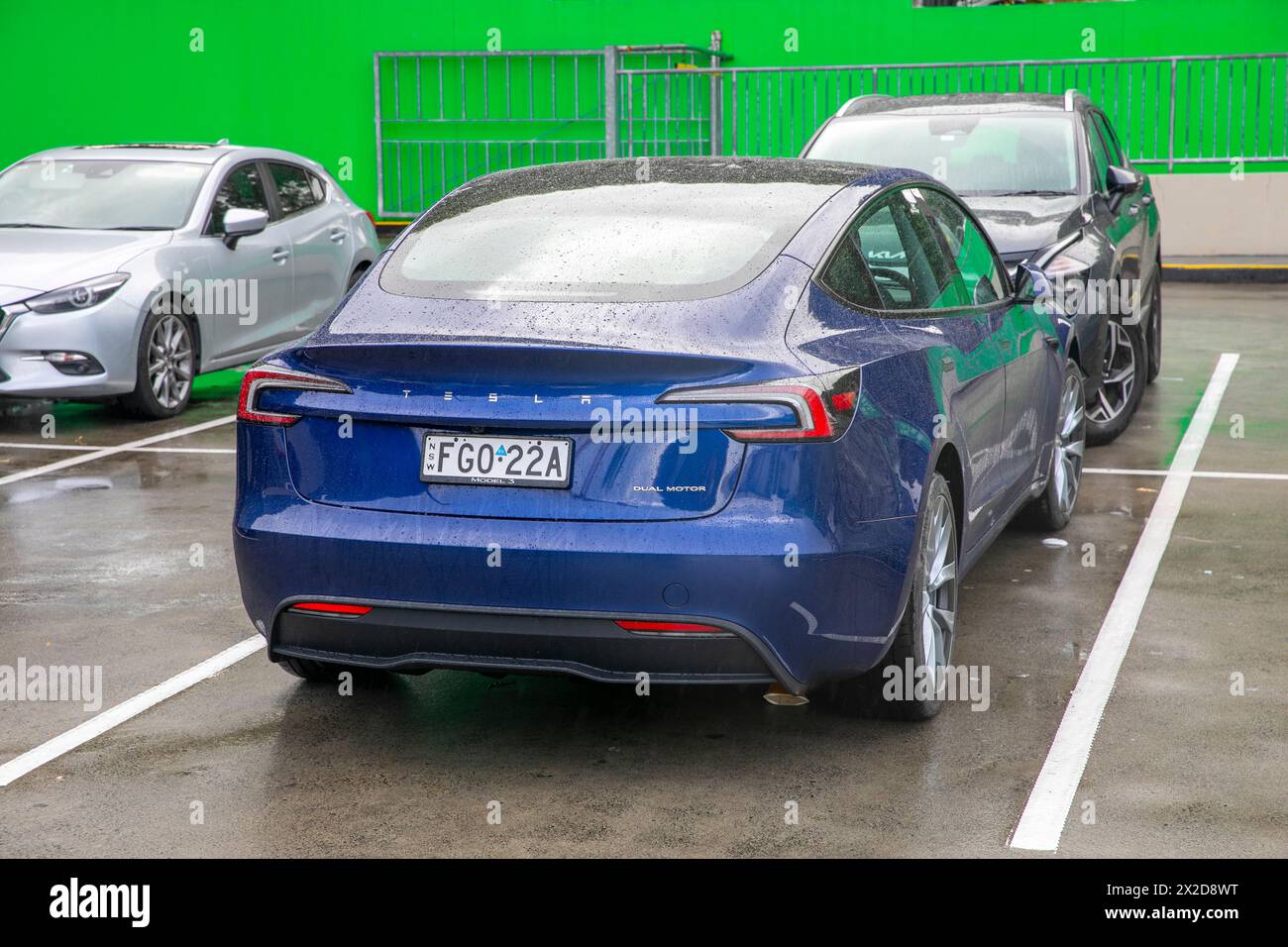 2024 model Tesla model 3, in blue, parked in Sydney,NSW,Australia Stock ...