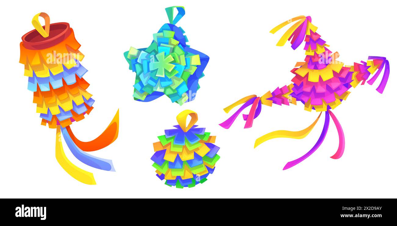 Birthday party mexican pinata for children vector icon. Mexico carnival ...
