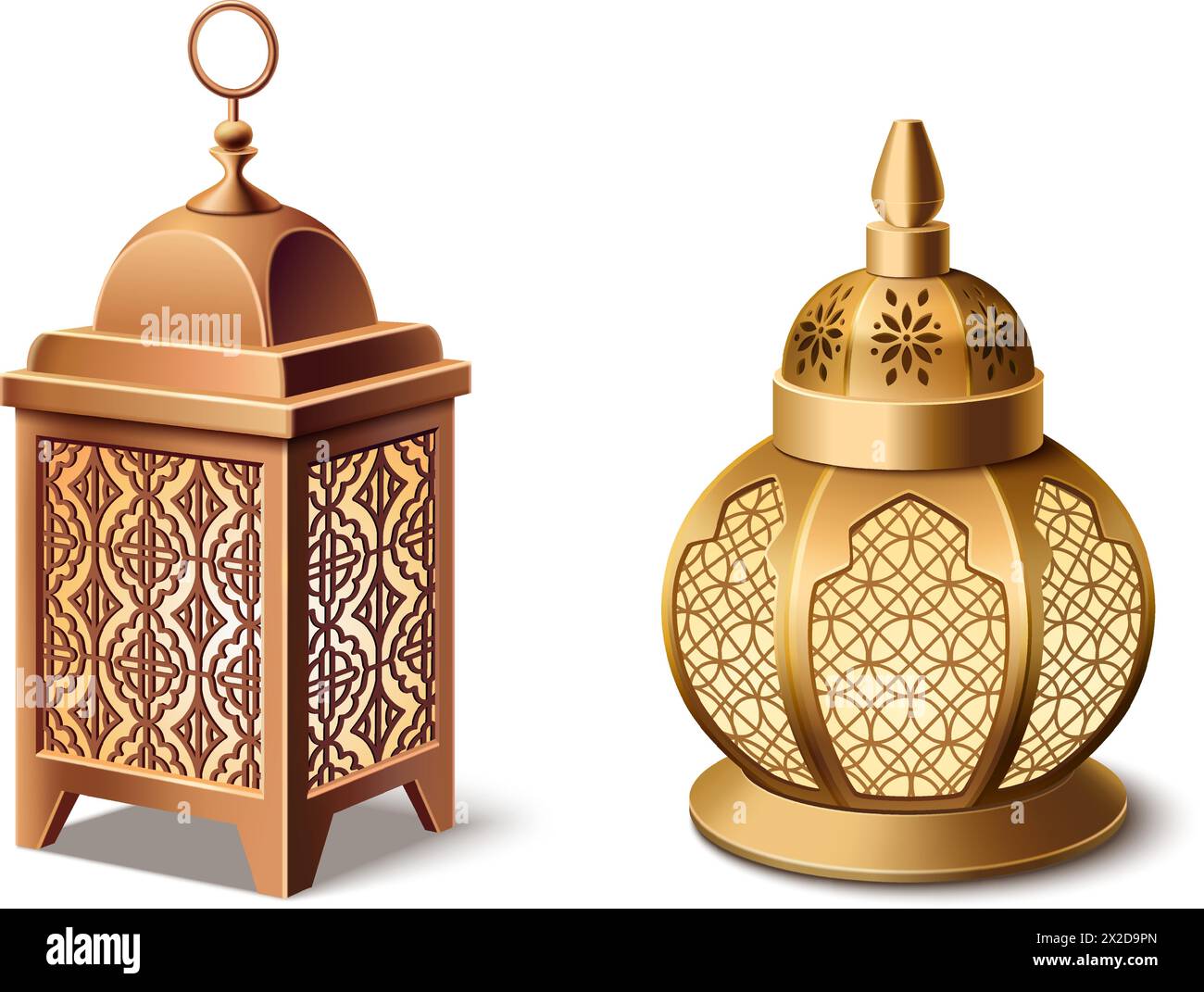 Ramadan kareem lanterns set isolated on white background. Vector ...