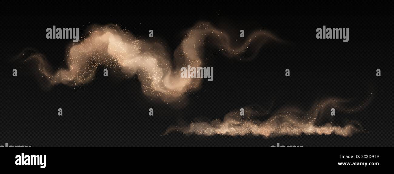 Smoke cloud with sand and soil particles. Realistic 3d vector ...