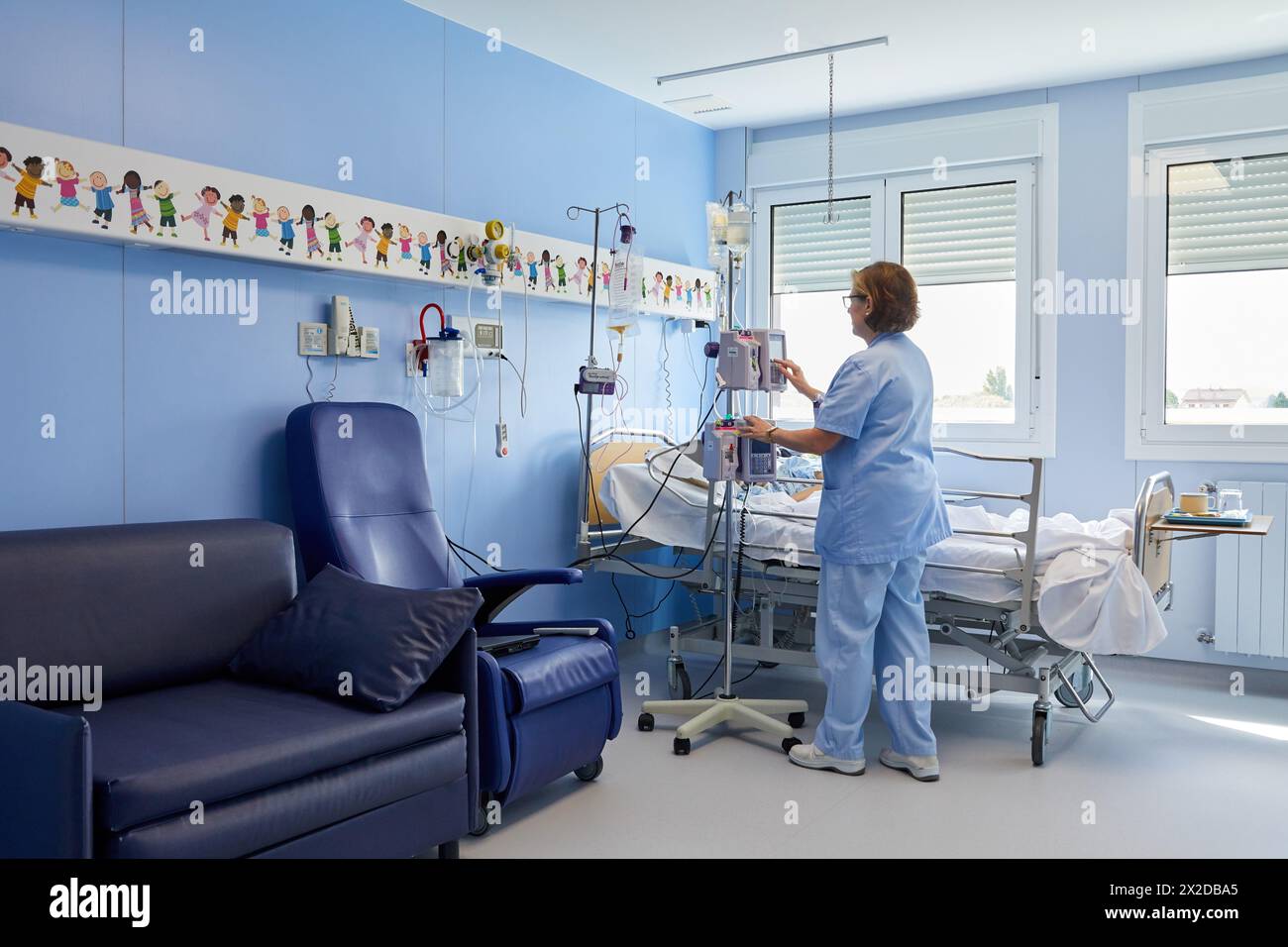 Nurse with patient, Hospital room, Pediatric oncology, Medical care ...