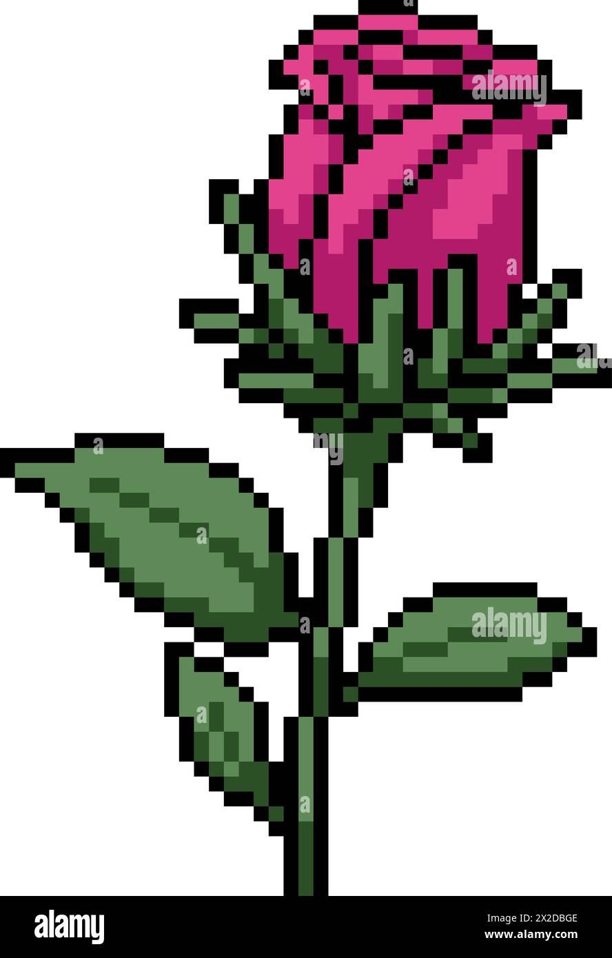 pixel art of rose bloom grow isolated background Stock Vector Image ...