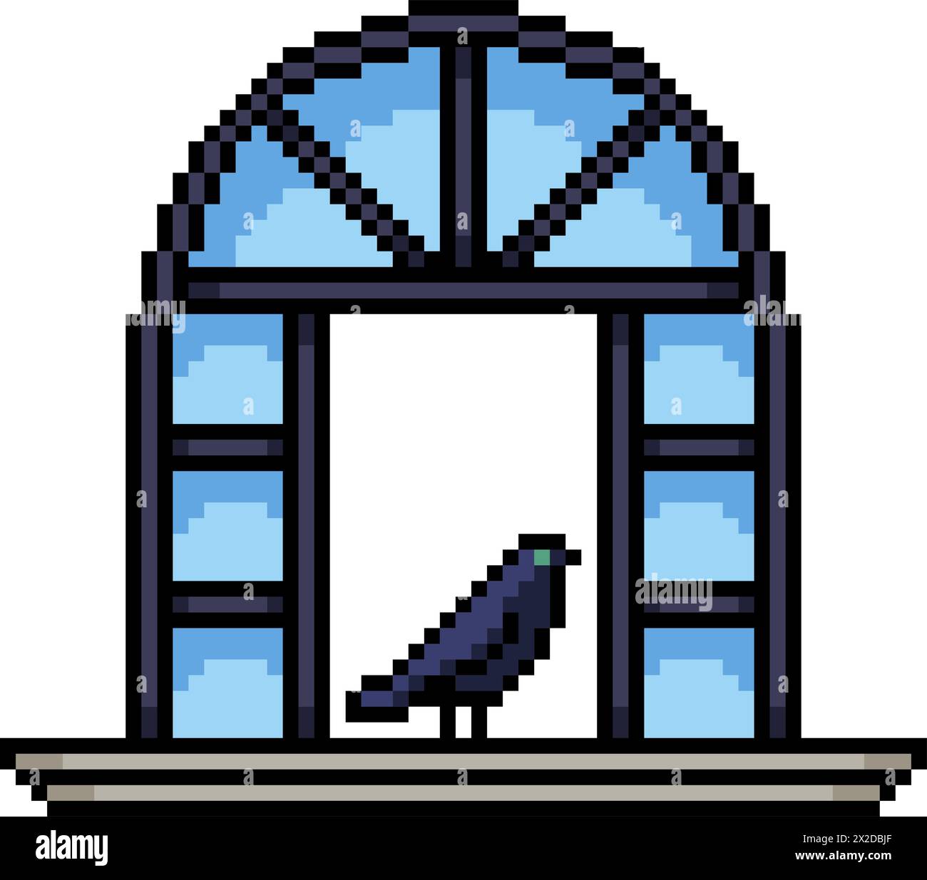 pixel art of house window crow isolated background Stock Vector Image ...
