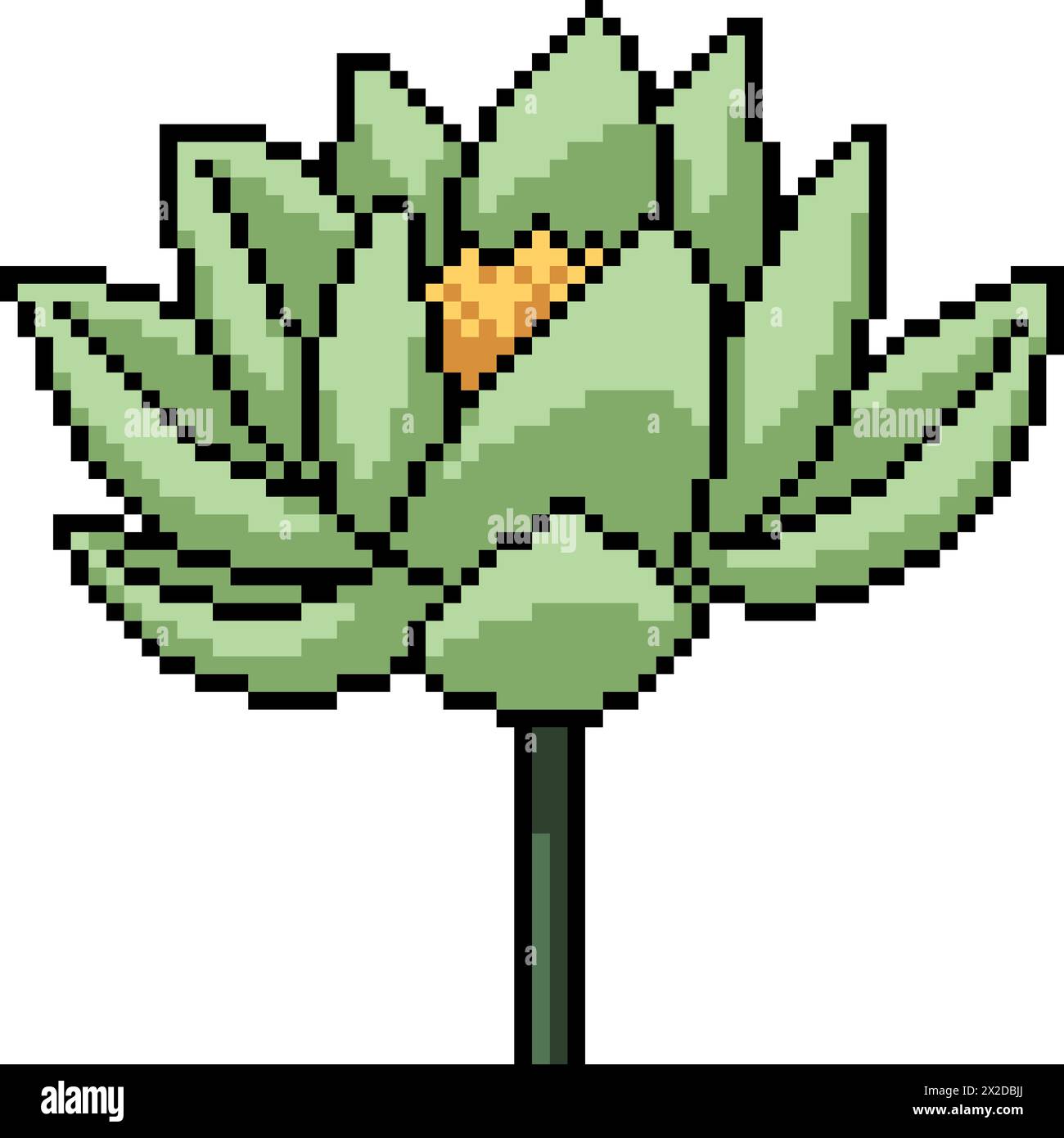 pixel art of green lotus bloom isolated background Stock Vector Image ...