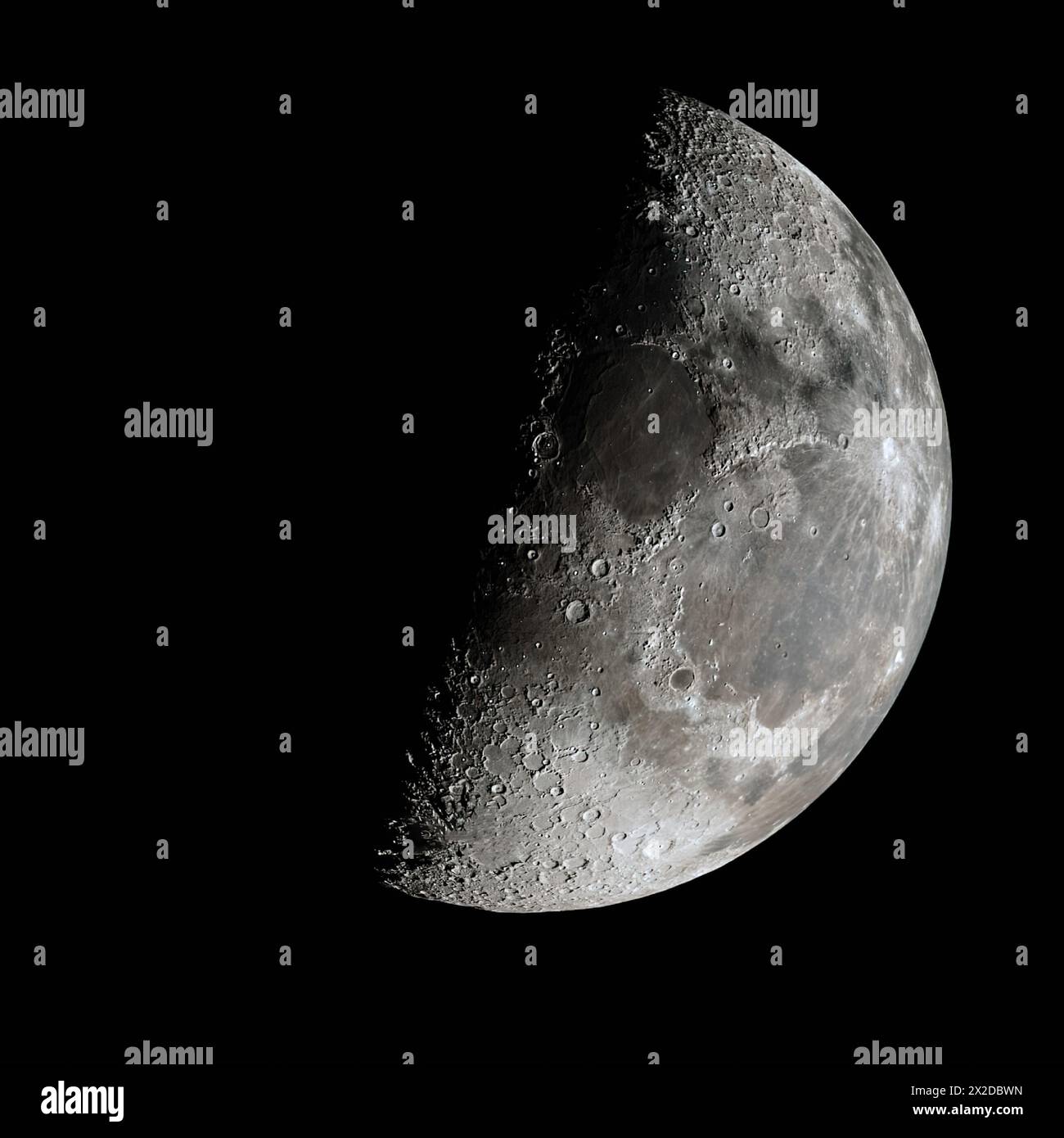 First quarter of the Moon. Phases of The Moon Stock Photo - Alamy