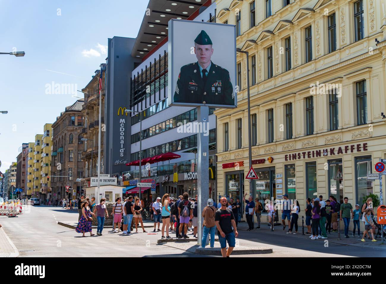 Checkpoint Charlie, a symbol of Cold War in Berlin, Germany Stock Photo ...