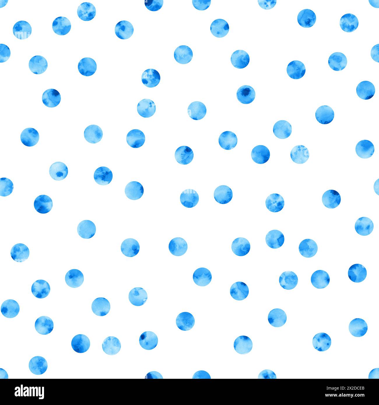 Blue polka dots seamless watercolor pattern. Hand drawn endless ...