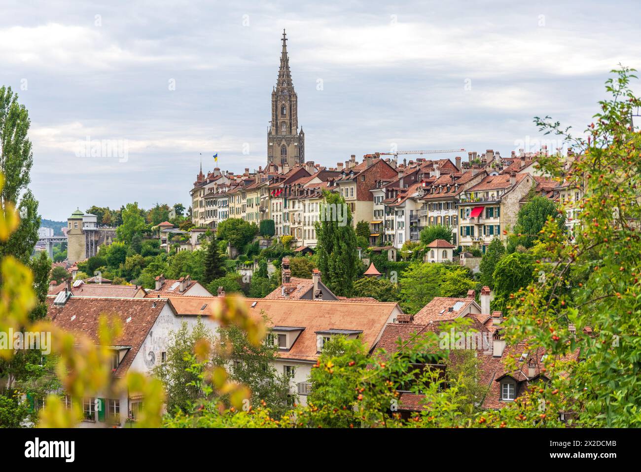Panoramic view of historical places of Bern in a beautiful summer day ...