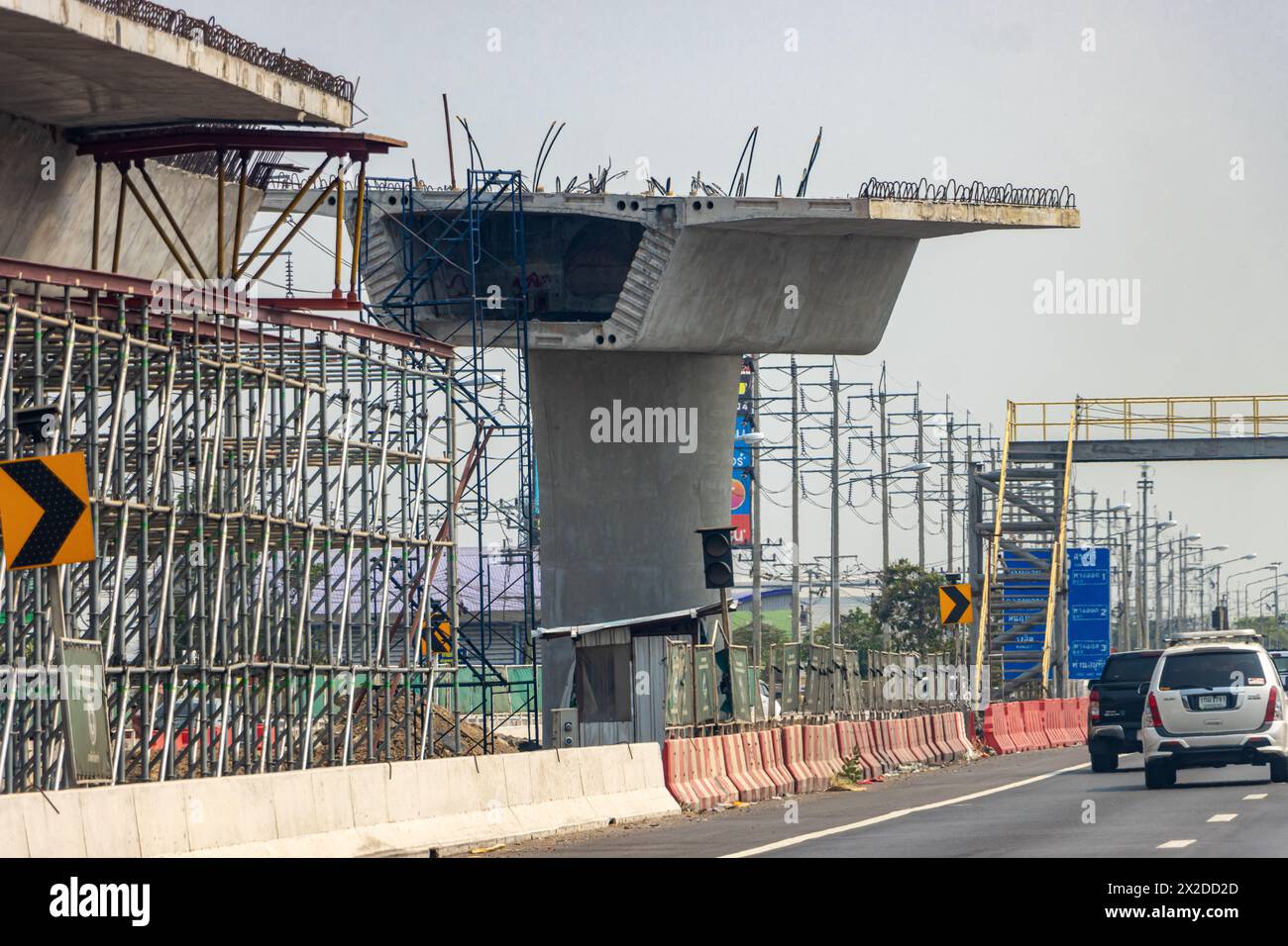 BANGKOK, THAILAND, APR 13 2024, A construction of elevated precast ...