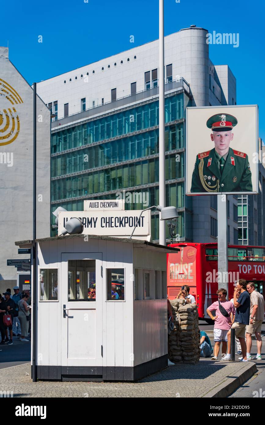 Checkpoint Charlie, a symbol of Cold War in Berlin, Germany Stock Photo ...