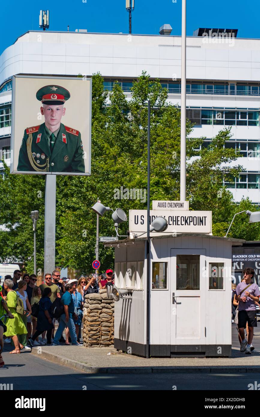 Checkpoint Charlie, a symbol of Cold War in Berlin, Germany Stock Photo ...