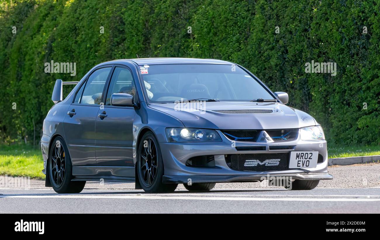 Bicester,UK- Apr 21st2024: 2004 grey Mitsubishi Lancer classic car ...