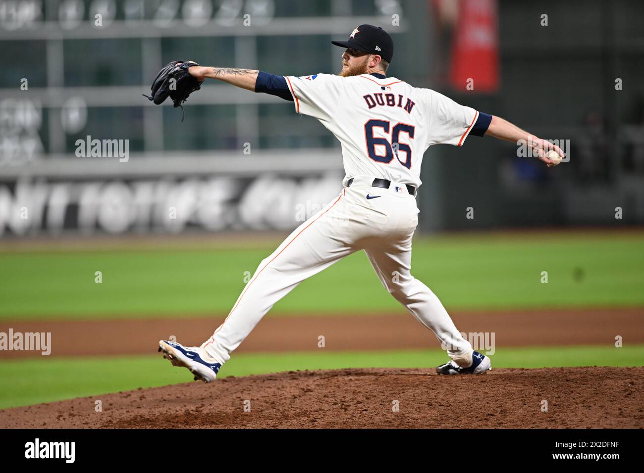 Houston Astros pitcher SHAWN DUBIN (66) in the top of the seventh ...