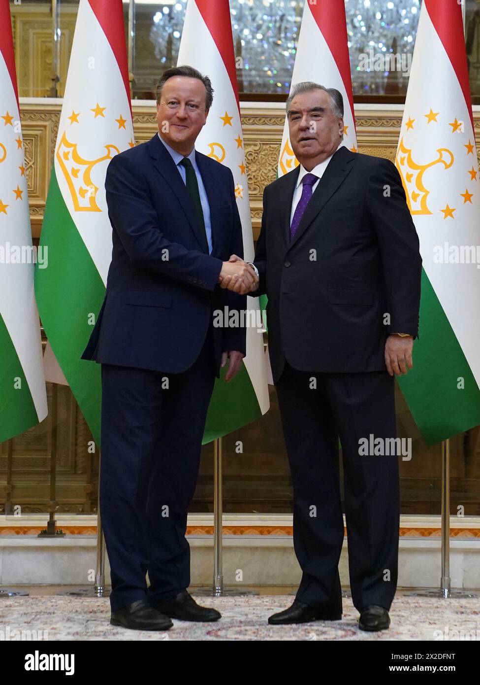 Foreign Secretary Lord David Cameron (centre) meets Tajikistan ...