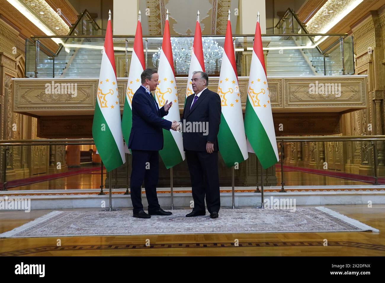 Foreign Secretary Lord David Cameron (centre) meets Tajikistan ...